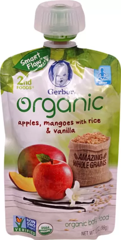 Gerber Organic 2nd Foods® Baby Food Apples Mango with Rice & Vanilla ...